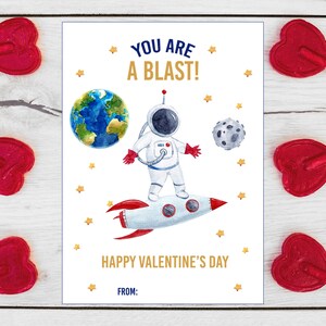 Kids Space Valentines Day Printable Card Digital Download - Etsy
