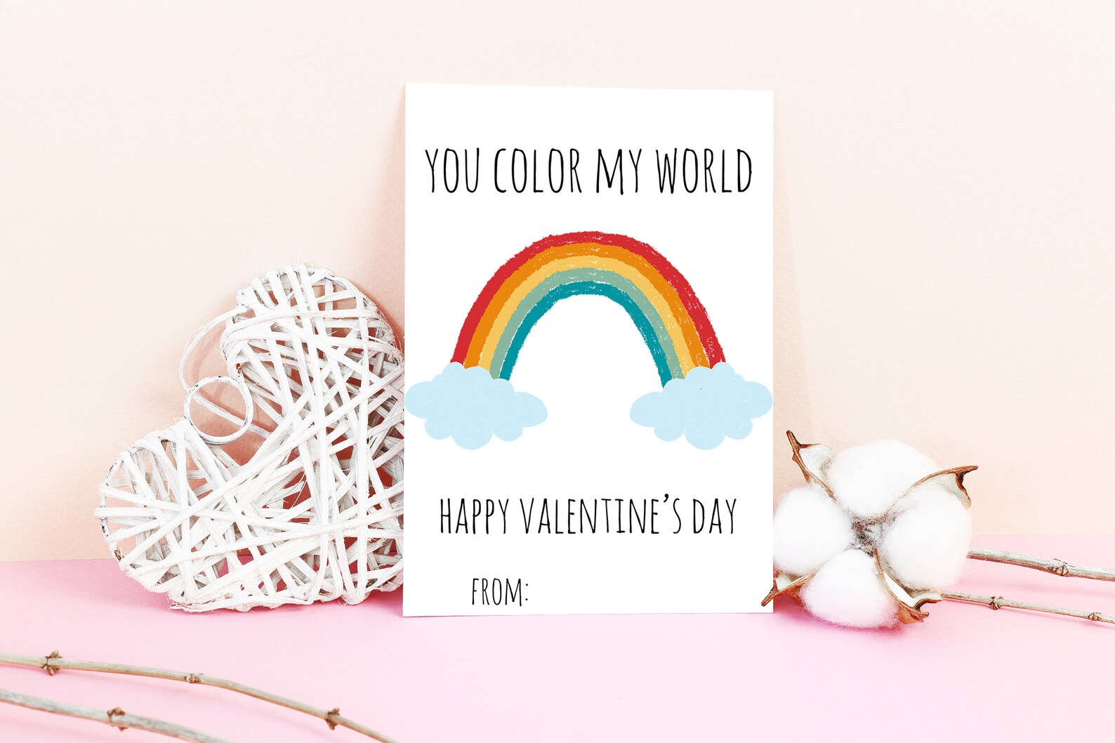 Rainbow Valentines Day Cards for Kids Digital Download Kids | Etsy