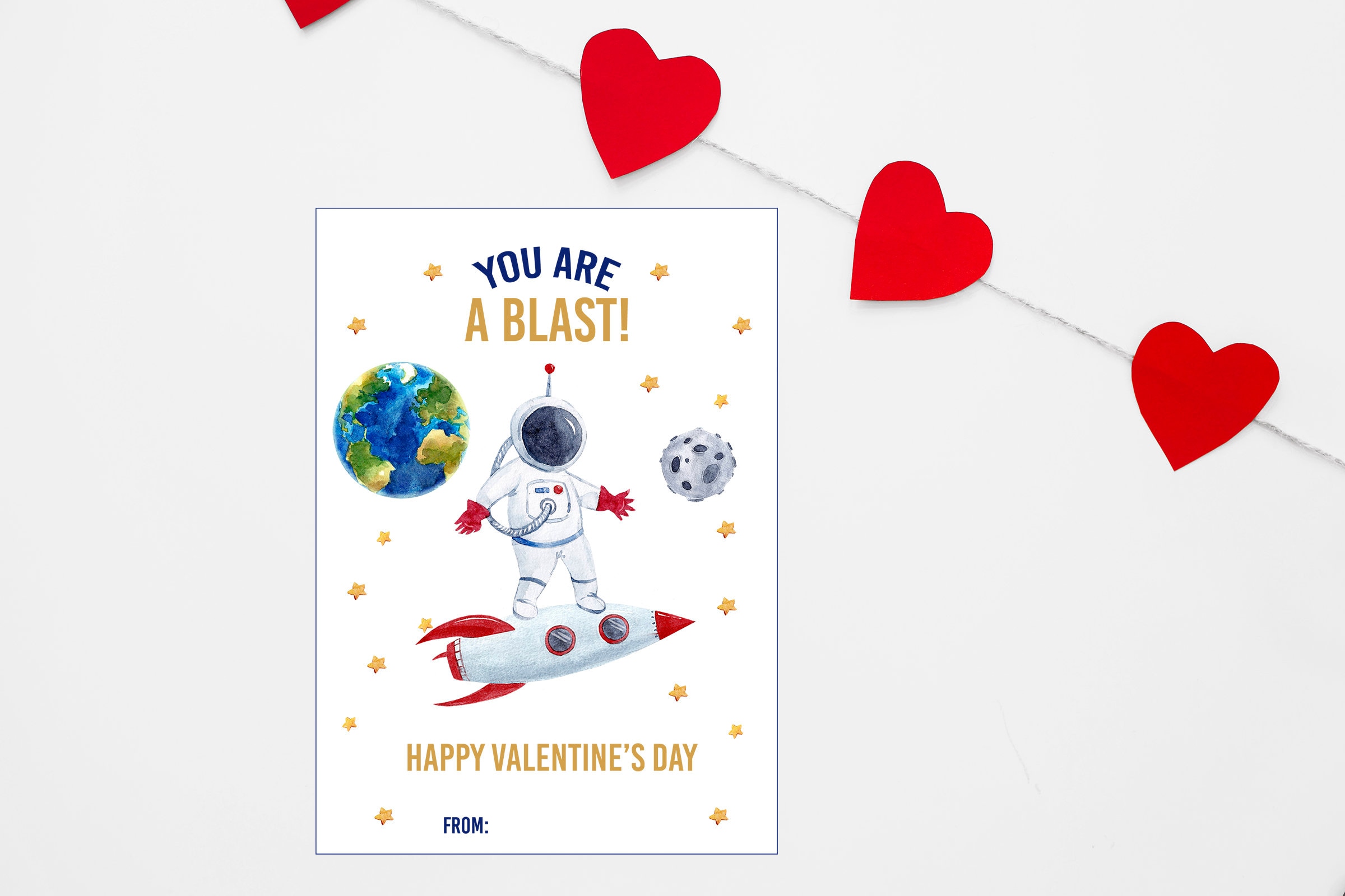 Kids Space Valentines Day Printable Card Digital Download - Etsy