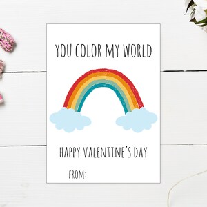 Rainbow Valentines Day Cards for Kids, Digital Download, Kids Printable ...