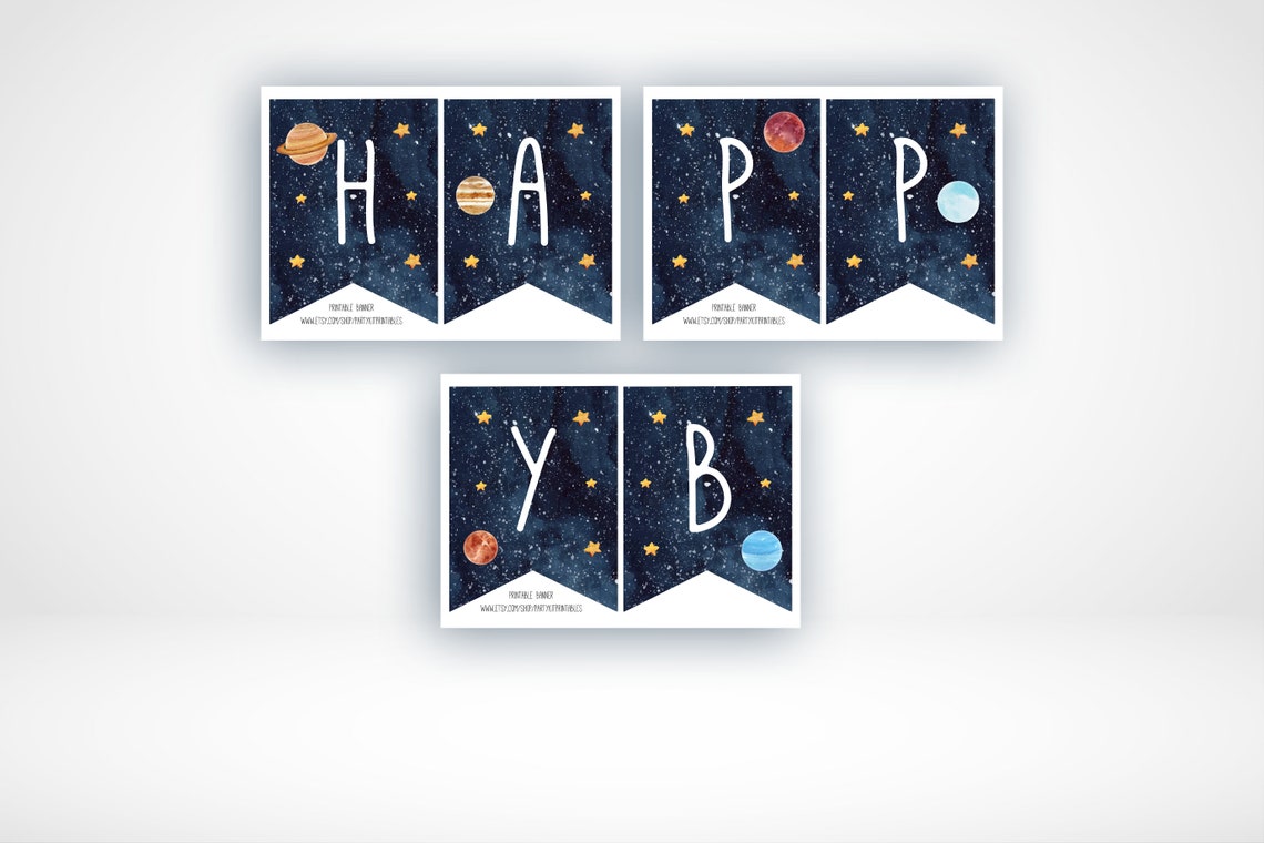 Printable Outer Space Happy Birthday Banner Digital - Etsy