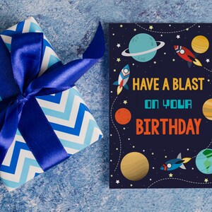 Happy Birthday Printable Card, Digital Download, Space Birthday Card ...