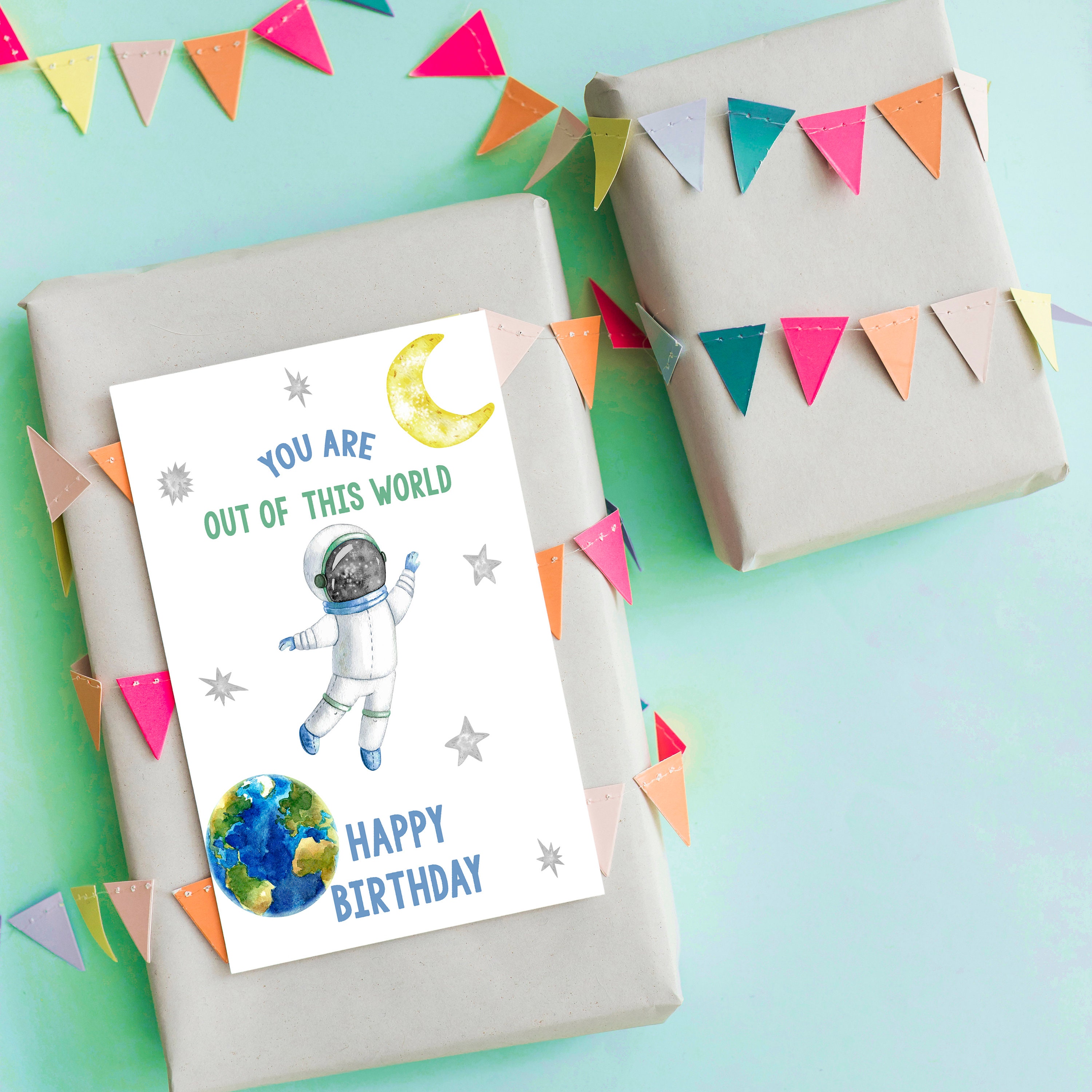 Outer Space Birthday Card for Boys Digital Download Happy | Etsy