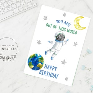 Outer Space Birthday Card for Boys Digital Download Happy - Etsy