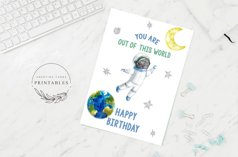 Outer Space Birthday Card for Boys Digital Download Happy - Etsy
