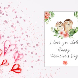 Printable Sloth Valentines Day Card, Digital Download, Printable Cards ...