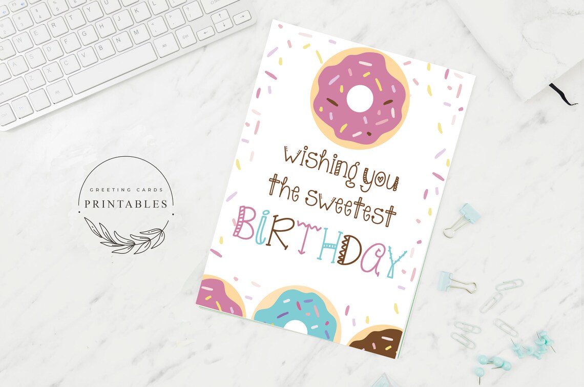 Donuts Birthday Card for Girls Digital Download Happy - Etsy