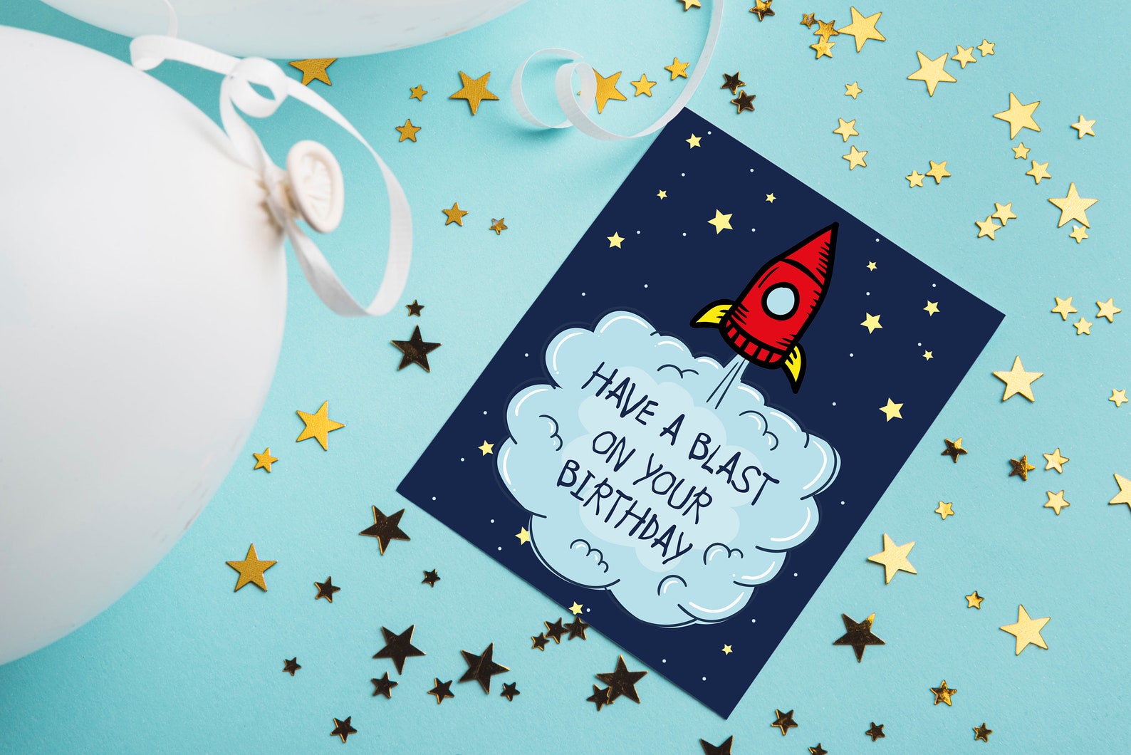 Printable Outer Space Birthday Card, Digital Download, Happy Birthday ...