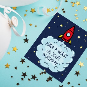 Printable Outer Space Birthday Card, Digital Download, Happy Birthday ...