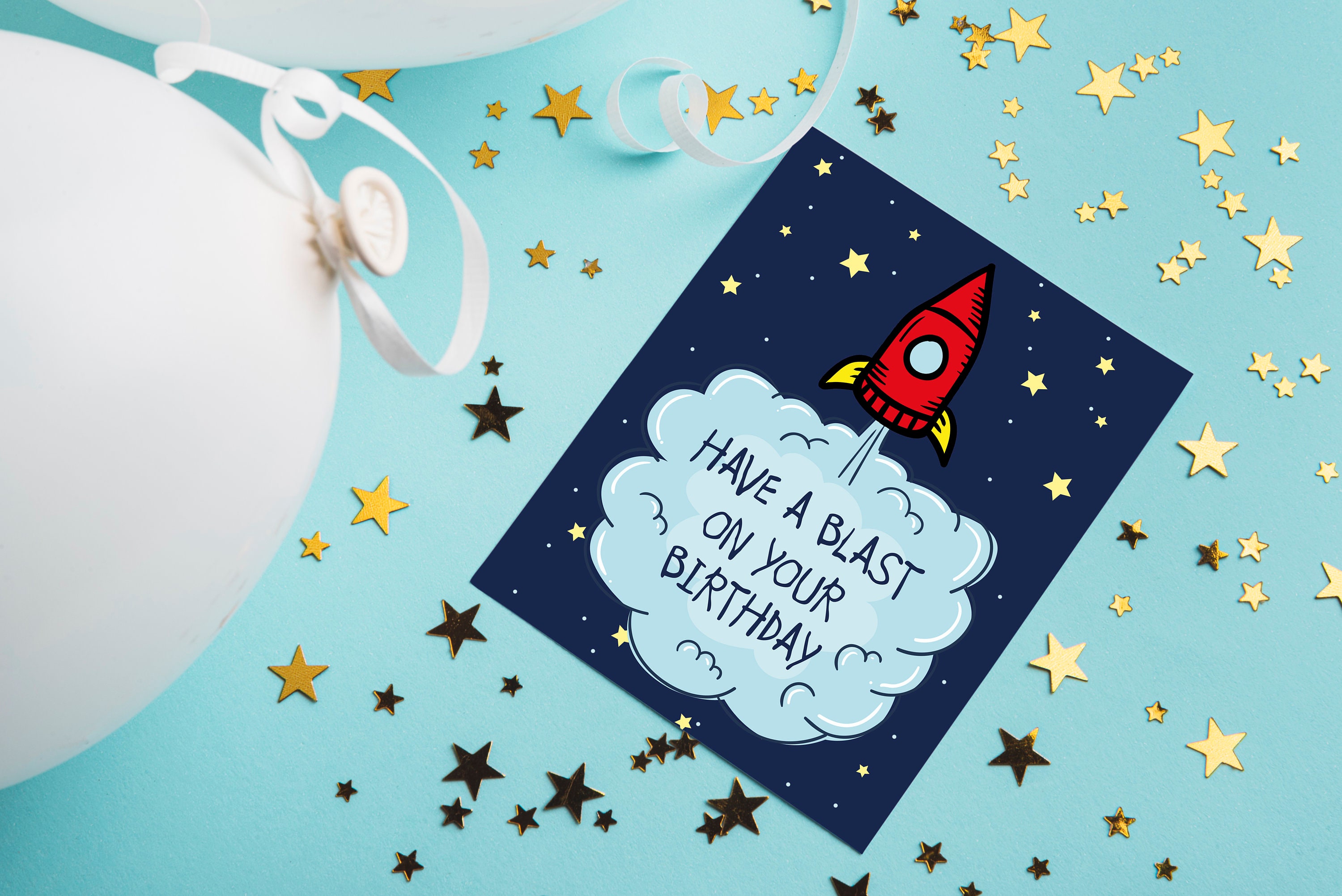 Printable Outer Space Birthday Card, Digital Download, Happy Birthday ...