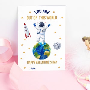 Outer Space Valentines Day Cards for Kids, Digital Download, Printable ...