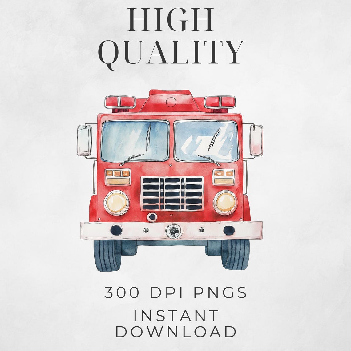 Watercolor Firefighter Clipart, Fire Truck, Station, Fireman, Firewoman ...