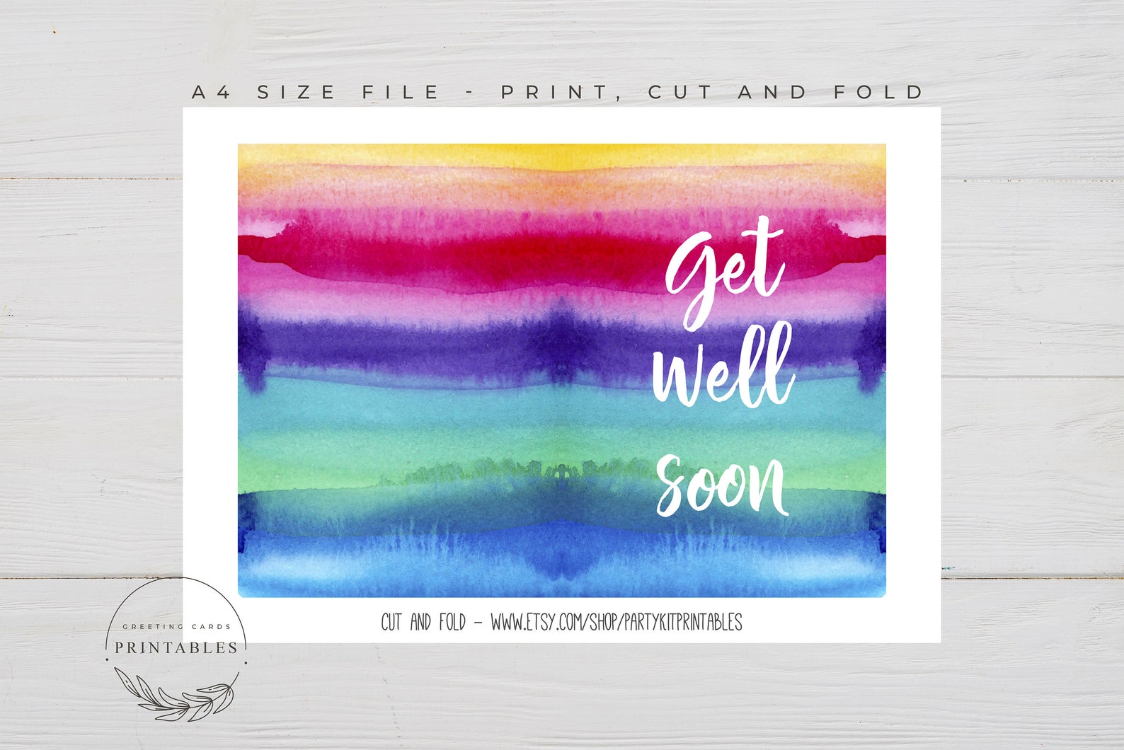 Rainbow Get Well Soon Card Digital Download Greeting Card - Etsy