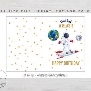 Space Themed Birthday Card for Kids, Digital Download, Happy Birthday ...