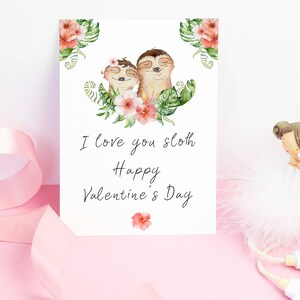 Printable Sloth Valentines Day Card, Digital Download, Printable Cards ...
