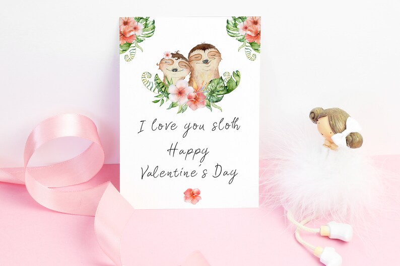 Printable Sloth Valentines Day Card, Digital Download, Printable Cards ...