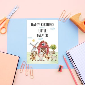 Printable Farm Themed Happy Birthday Card, Digital Download, Farmer ...