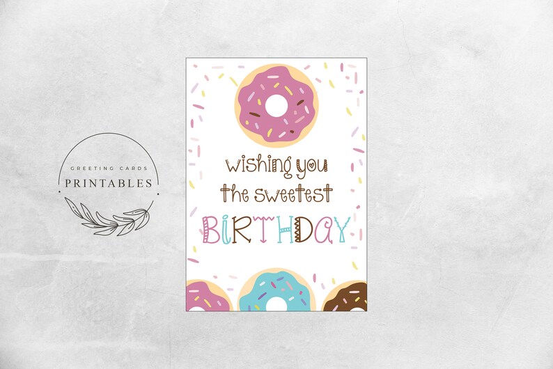 Donuts Birthday Card for Girls Digital Download Happy - Etsy