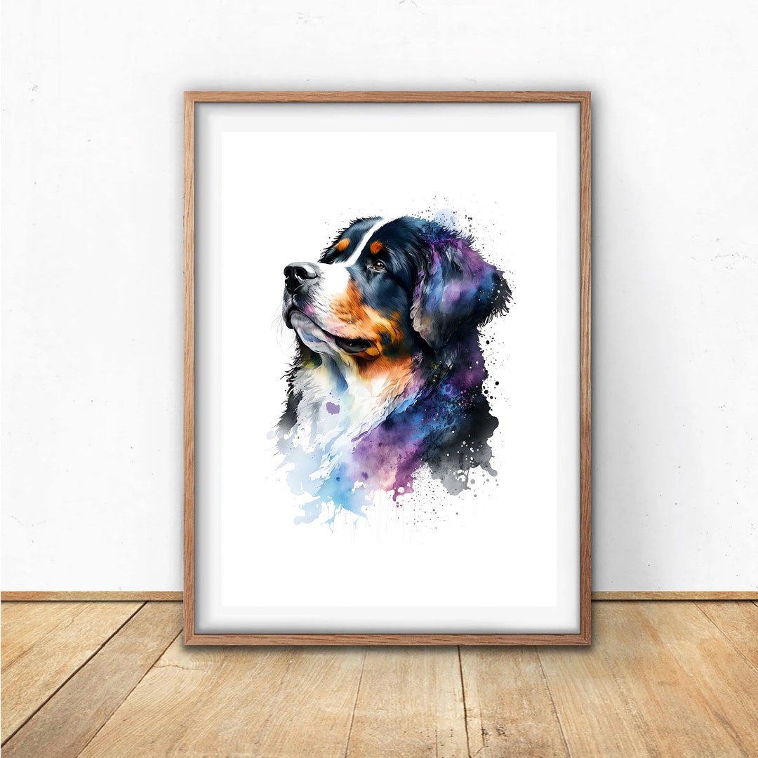 Bernese Mountain Dog Print, Printable Wall Art, Digital Download, Home ...