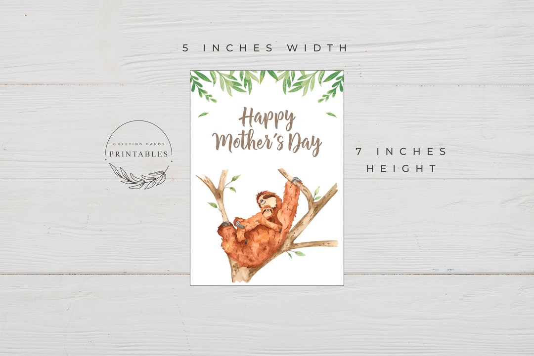 Printable Mothers Day Card Digital Download Sloth Mothers - Etsy