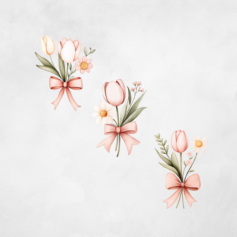 Spring Flowers Clipart, Floral Daisy Tulip Daffodils PNG, Digital ...