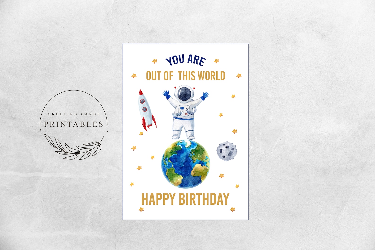 Printable Boy Space Themed Birthday Card, Digital Download, Happy ...