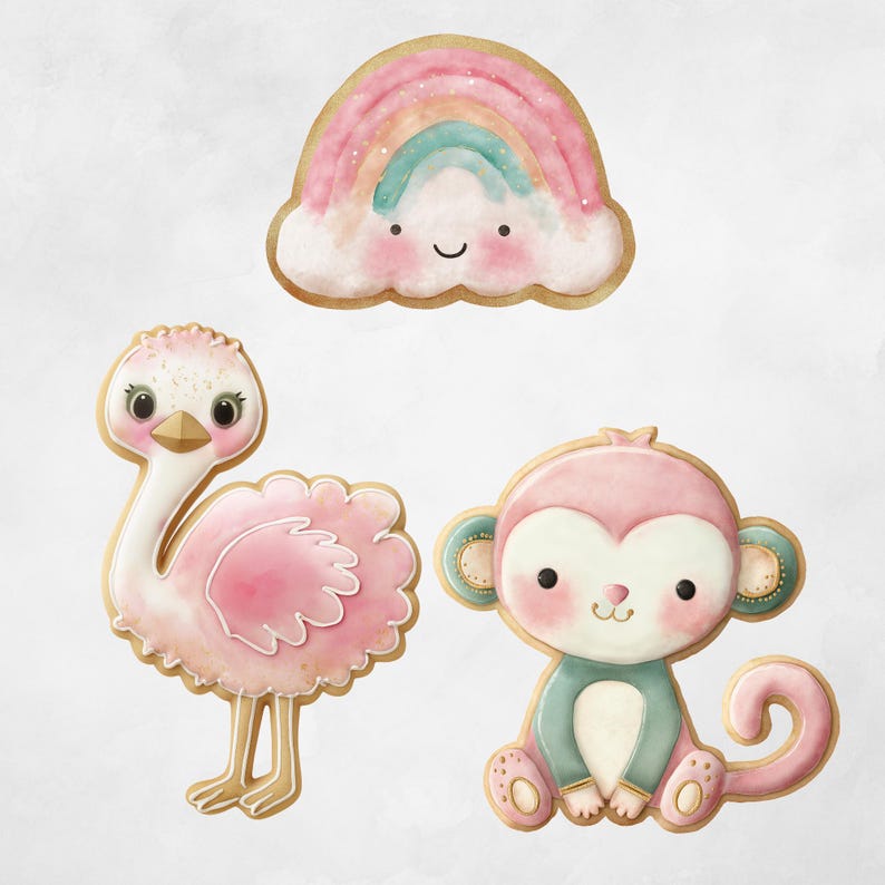 Safari Animal Cookie Clipart: Digital Download Jungle Theme PNG ...