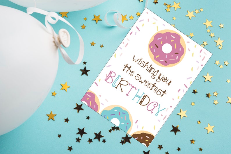 Donuts Birthday Card for Girls Digital Download Happy - Etsy