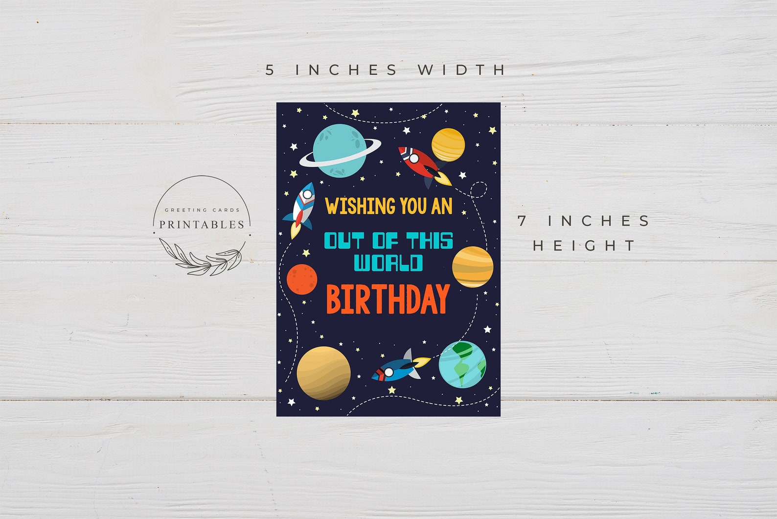 Space Happy Birthday Card, Digital Download, Outer Space Birthday Card ...