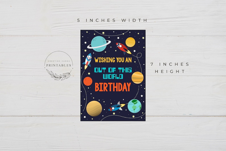 Space Happy Birthday Card, Digital Download, Outer Space Birthday Card ...