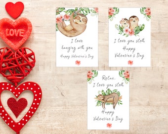 Printable Sloth Valentines Day Card Digital Download | Etsy