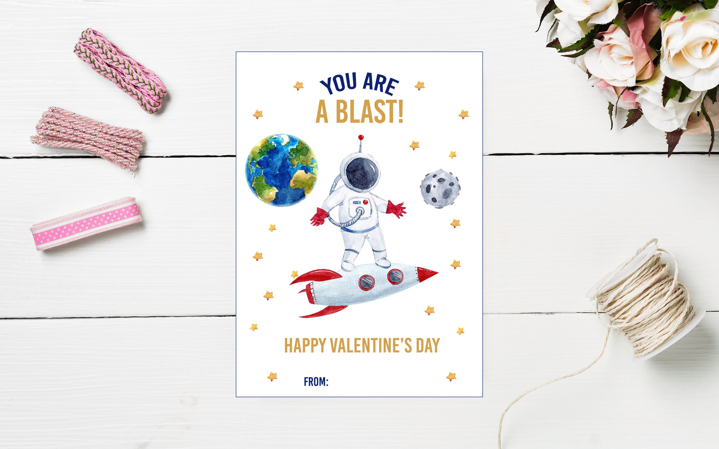 Kids Space Valentines Day Printable Card Digital Download - Etsy