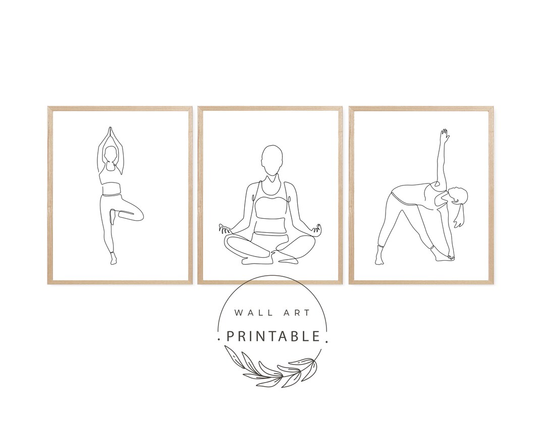 Yoga Posters, Printable Wall Art Set of 3, Digital Download, Yoga ...