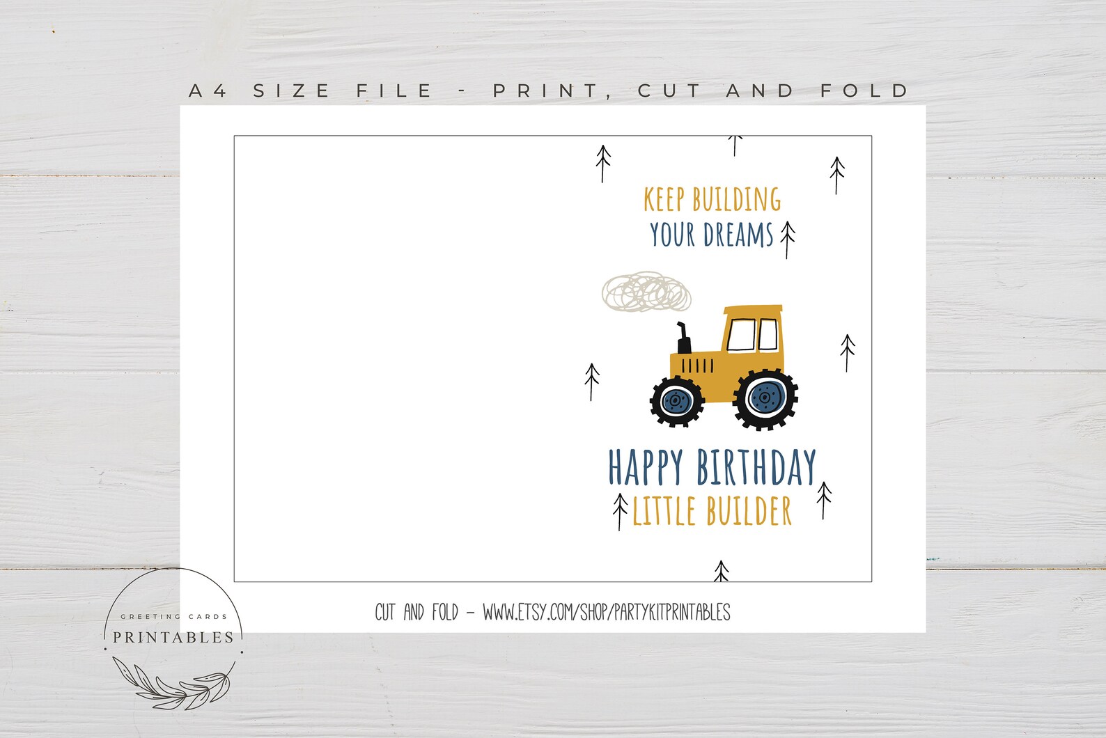 Construction Birthday Printable Card, Digital Download, Boys Birthday ...