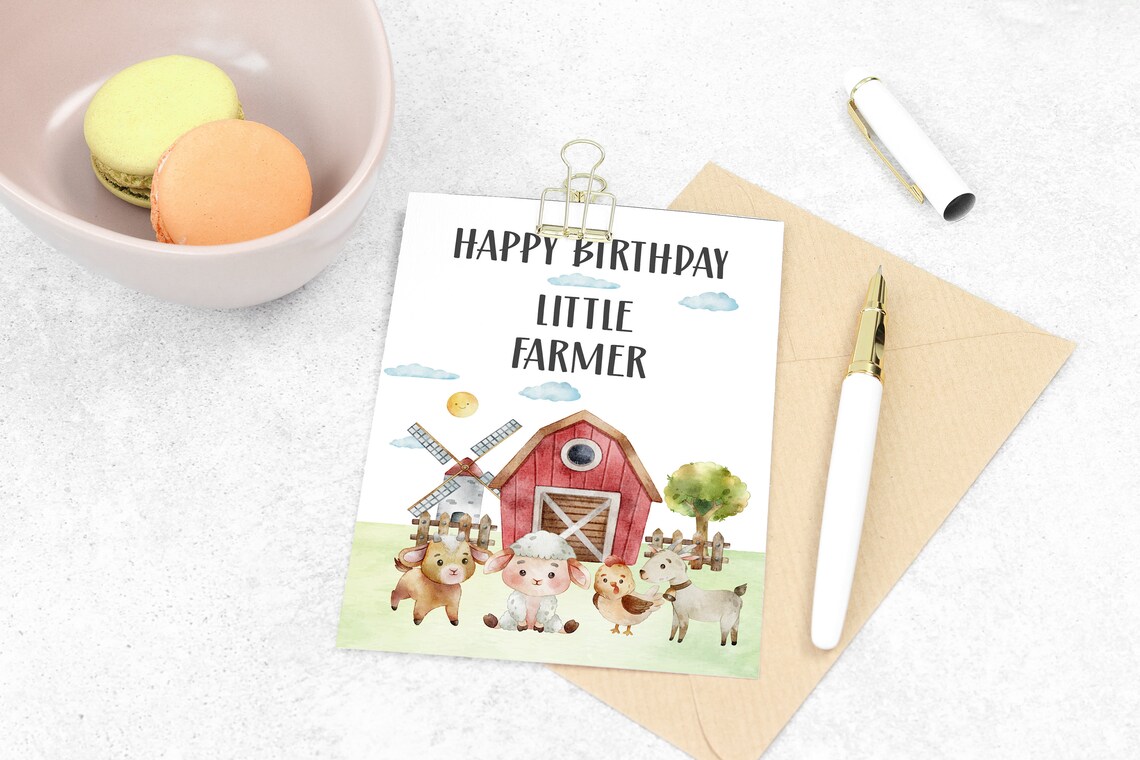 Printable Farm Themed Happy Birthday Card Digital Download - Etsy