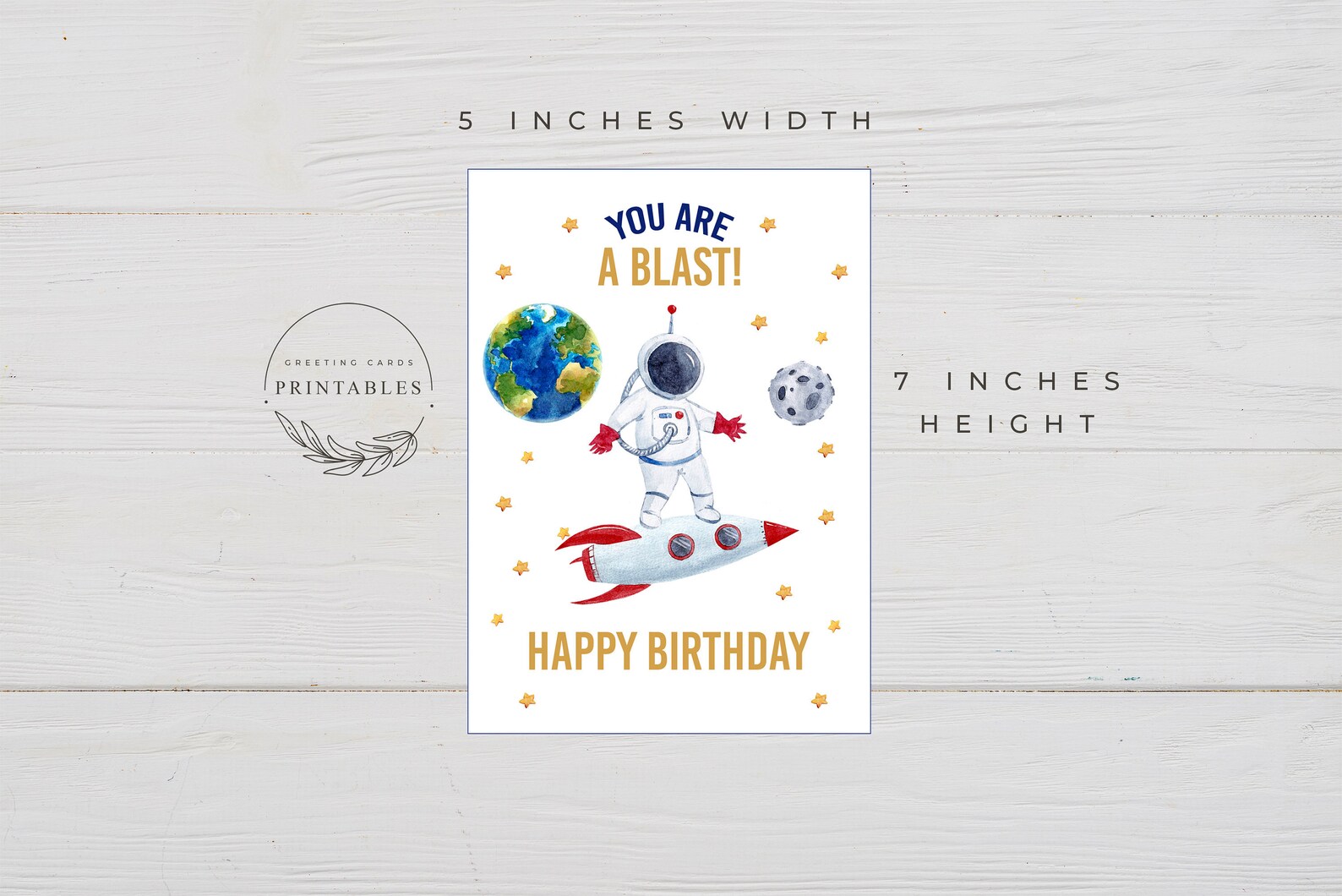 Space Themed Birthday Card for Kids, Digital Download, Happy Birthday ...