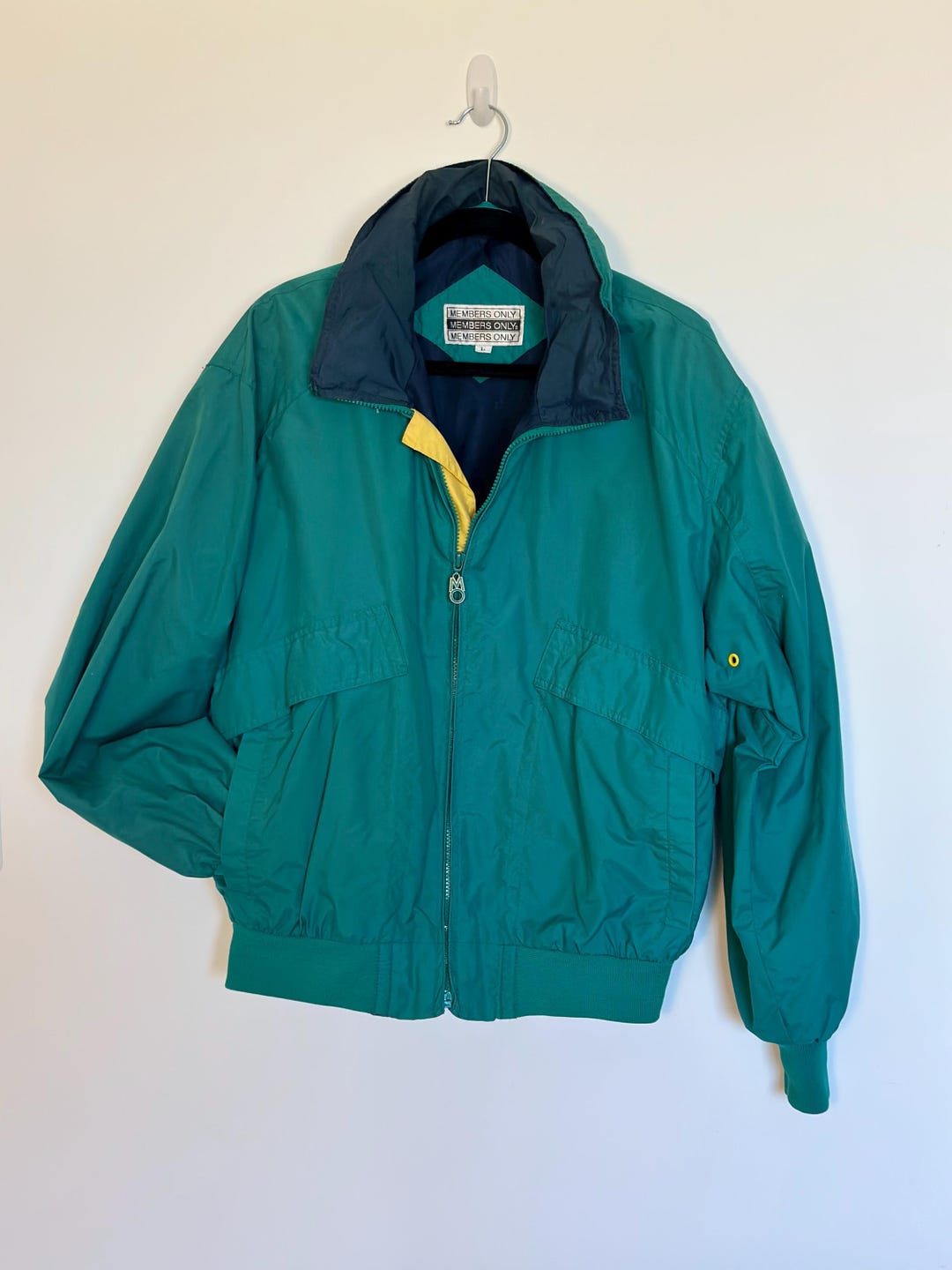 Vintage Teal 1980s Members Only Jacket With Hidden Hood in Collar ...