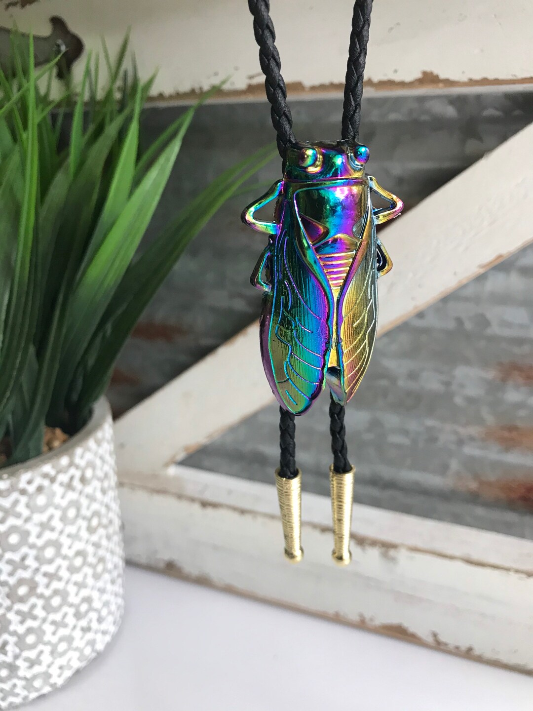 New Multi Color Rainbow Cicada Insect Bug Bolo Tie Necklace Wedding ...