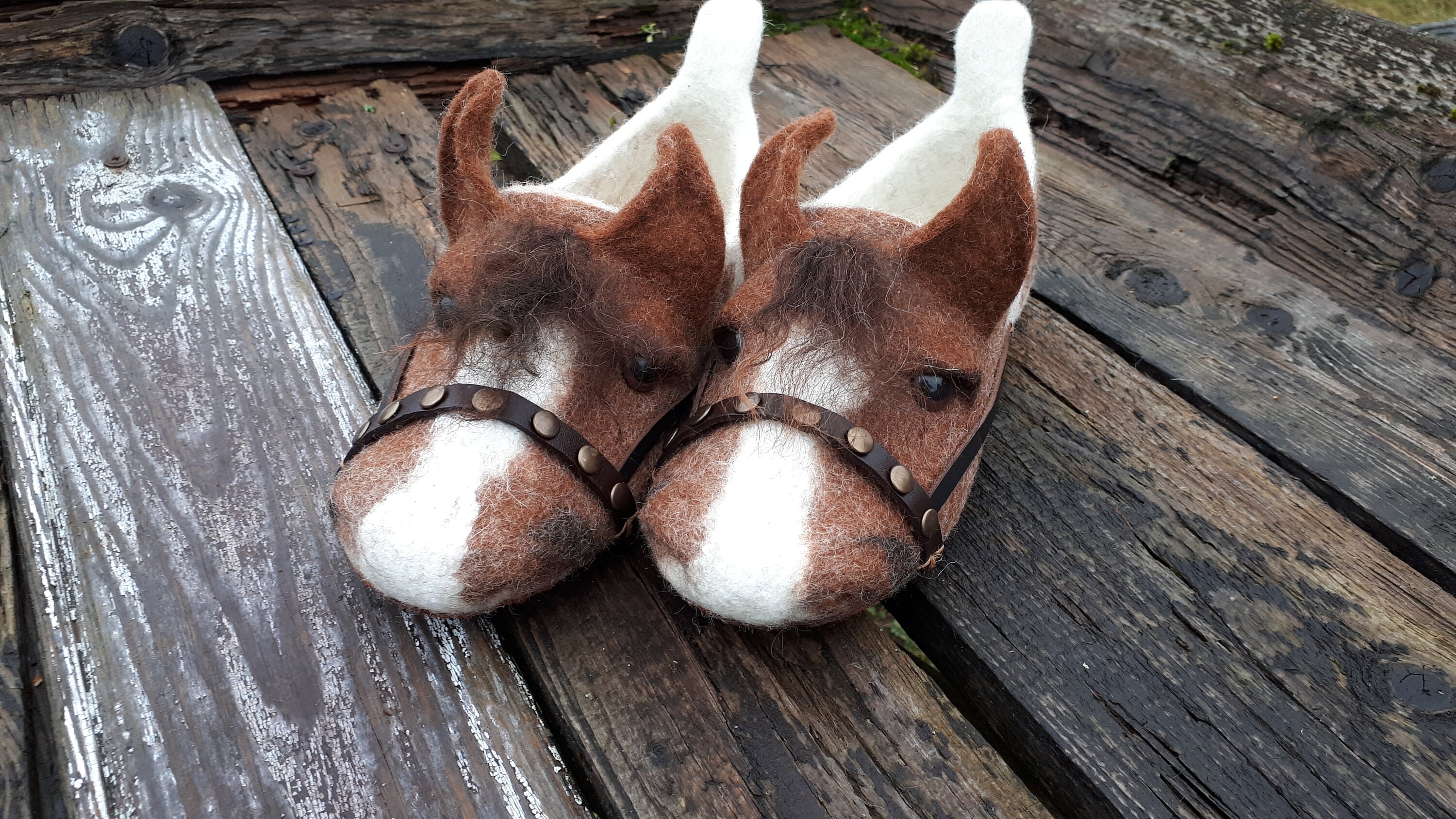 Felt Slippers-wool Horse Slippers-warm Slippers-horses - Etsy