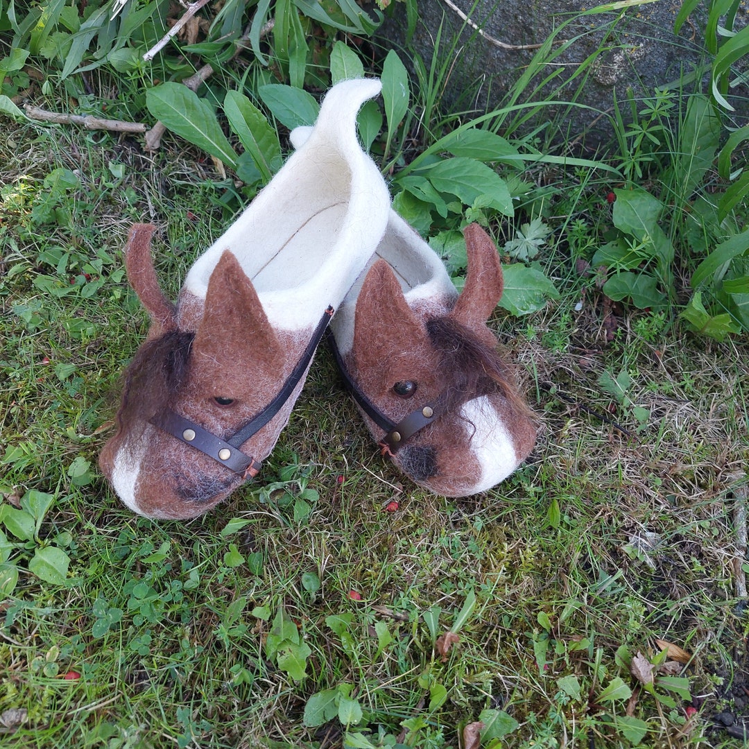 Felt Child Slippers Felted Baby Clogs Horses Woolen Children Size Clogs ...