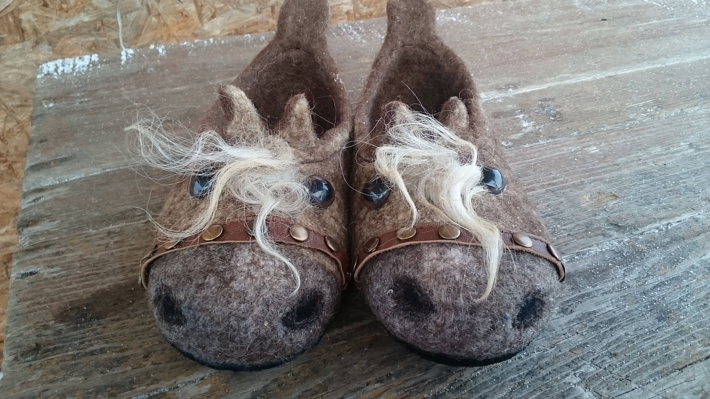 Horses slippers woolen slippers-warm slippers-felted | Etsy