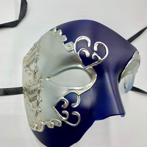Phantom Half Face Navy Blue Masquerade Mask for Masquerade Parties, New ...