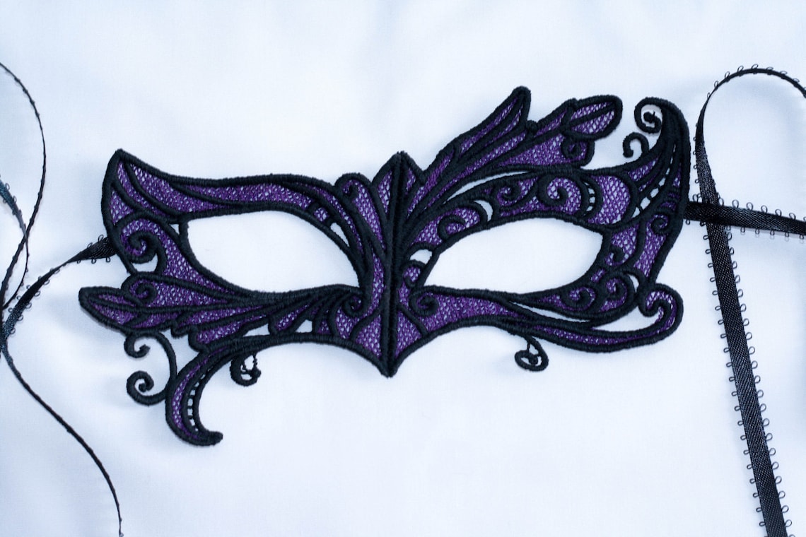 Lace Black and Purple Masquerade Mask Steampunk Masquerade - Etsy