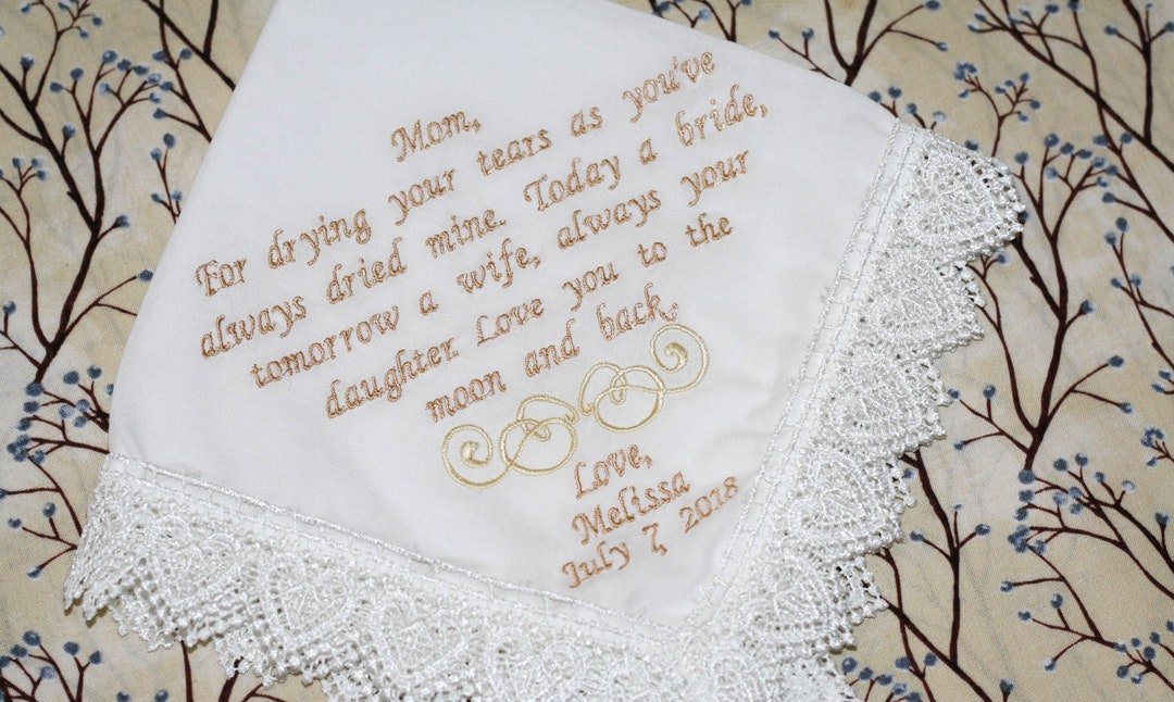 Single, One Wedding Embroidered Personalized Handkerchiefs. Wedding ...