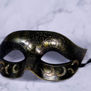 Phantom Gold Masquerade Mask, Black Masquerade Phantom Mask, - Etsy