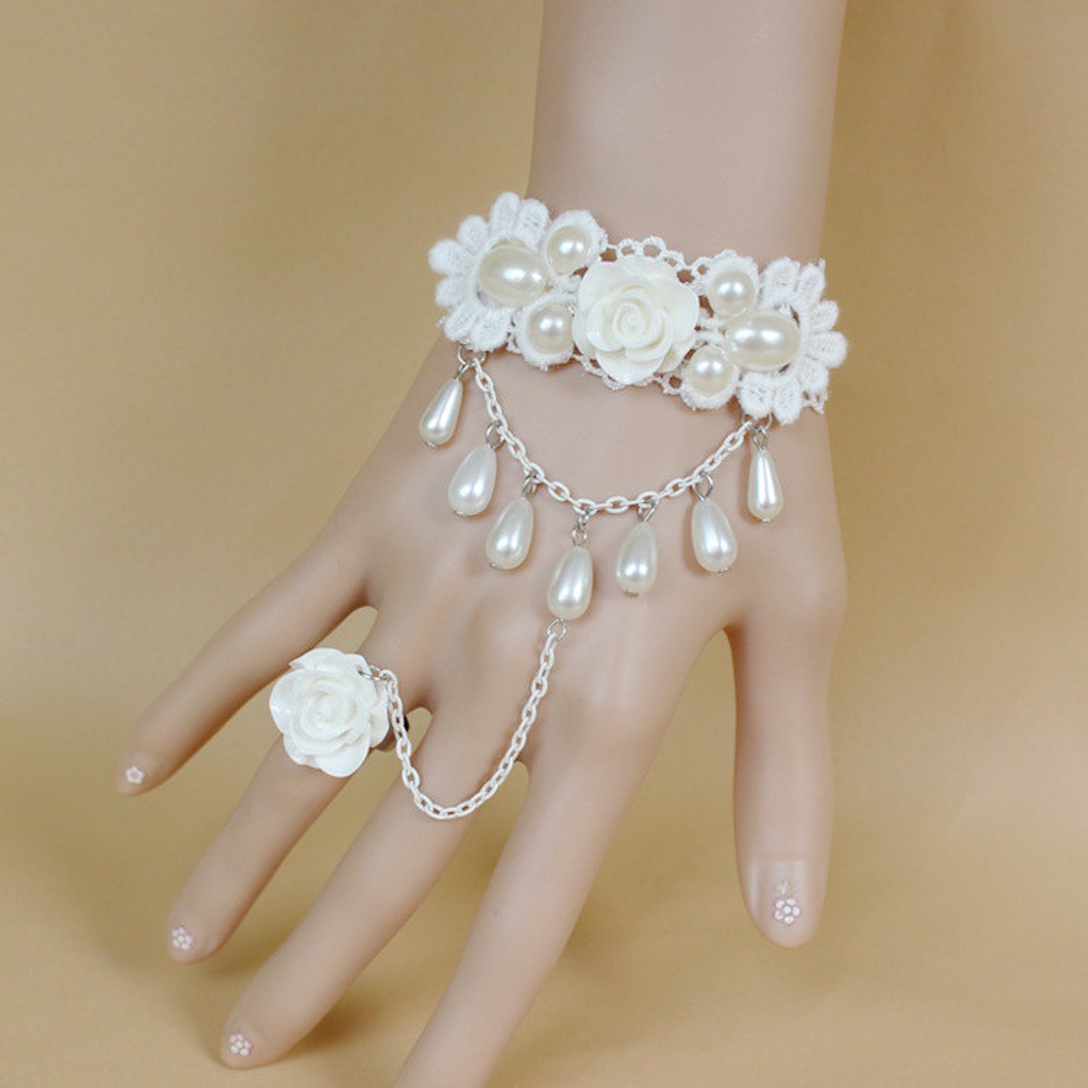 Wedding Jewelry White Lace With White Pearls and White - Etsy