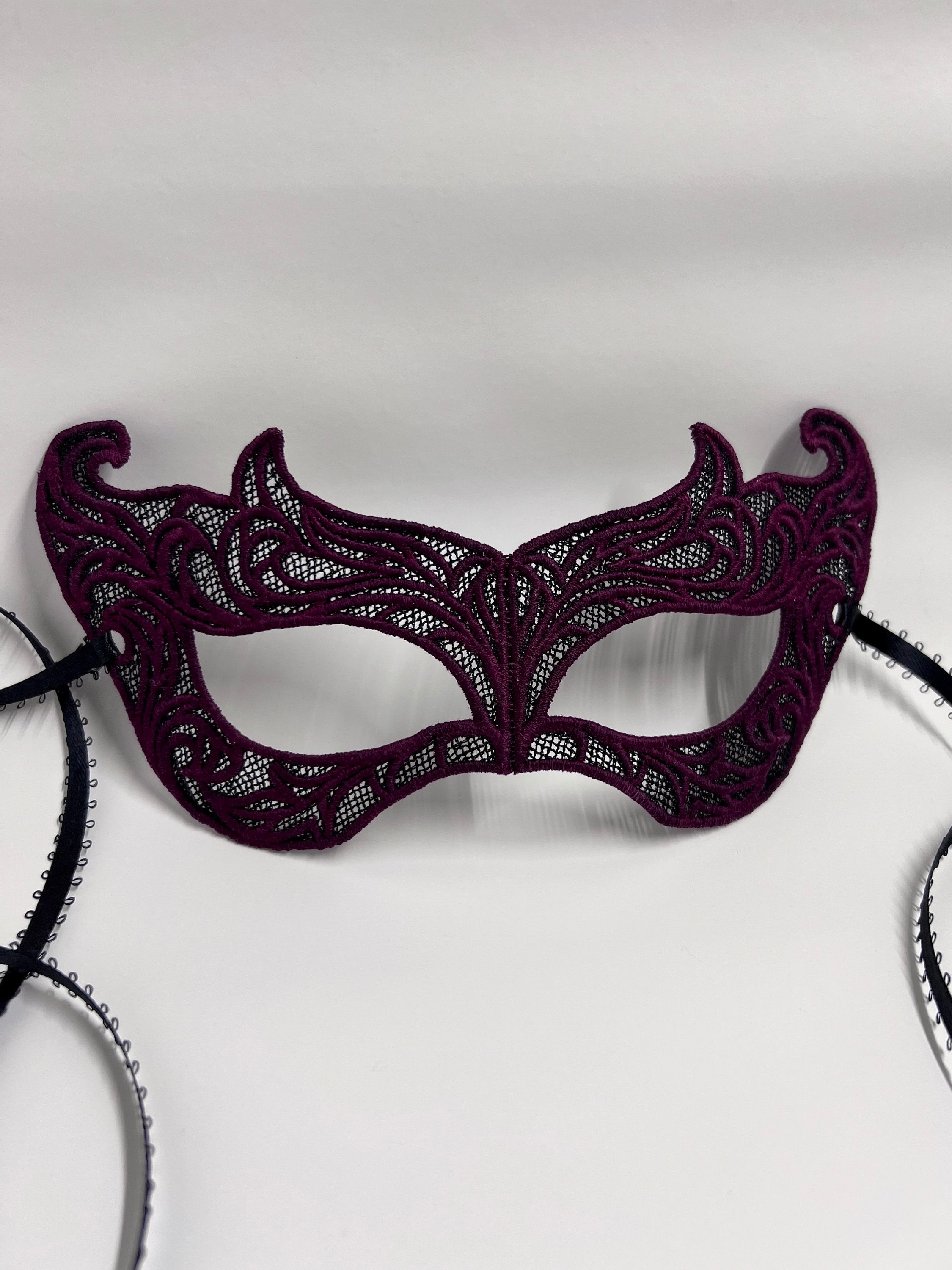 Lace Masquerade Mask, Black and MAROON Masquerade Custom Mask, Raven ...