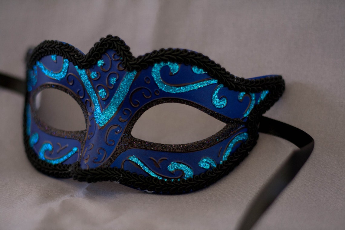 Blue / Black Phantom Masquerade Mask Sexy Royale Blue and | Etsy