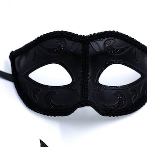 Black Phantom Masquerade Mask, Masquerade Ball Black Mask for New Years ...