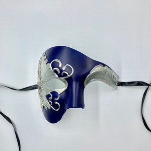 Phantom Half Face Navy Blue Masquerade Mask for Masquerade Parties, New ...